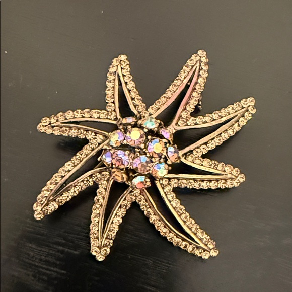 Source Unknown | Jewelry | Vintage Starburst Brooch With Ab Rhinestones ...